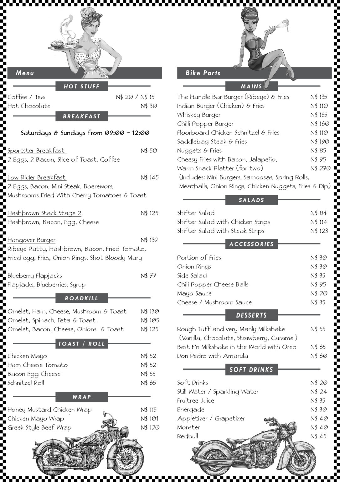 Menu - The Handle Bar