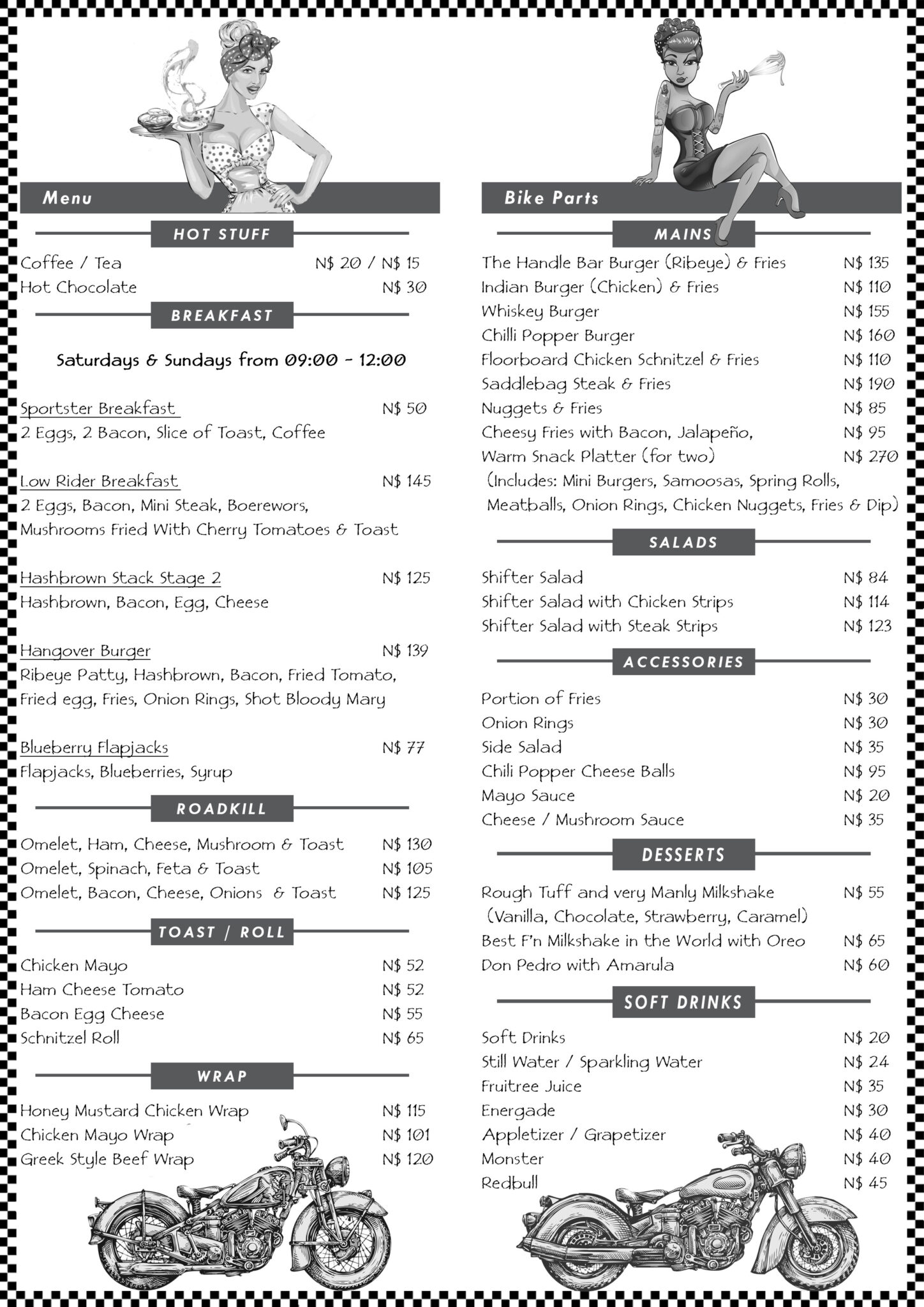 Menu - The Handle Bar
